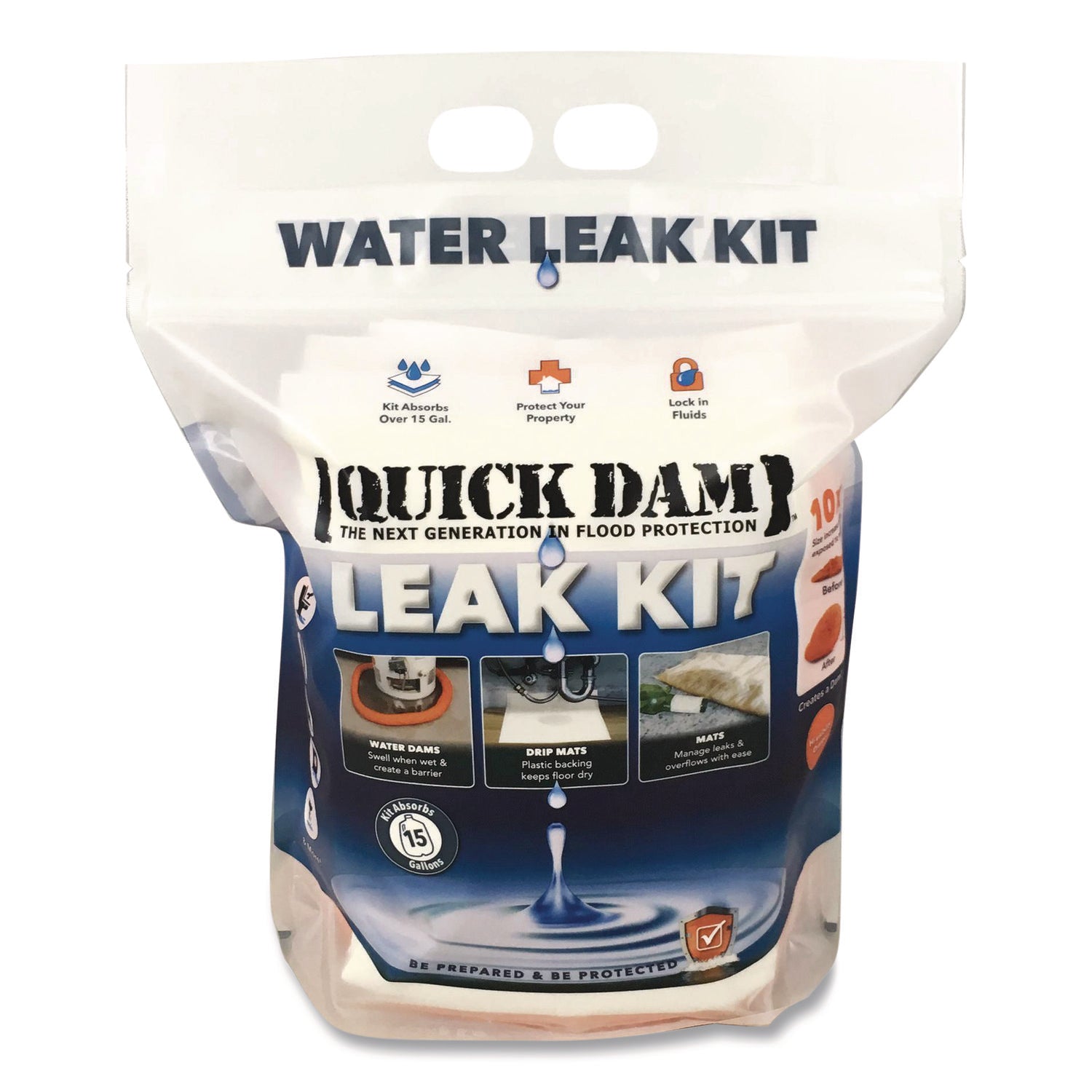 Quick Dam Leak Kit, (5) Drip Mats, (5) Mats, (4) 4 ft Water Dams, (1) – GoodEarth Products