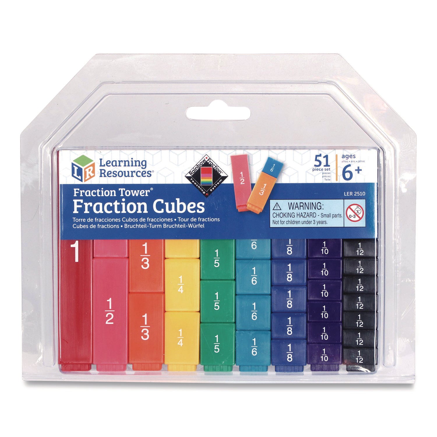 Learning Resources® Fraction Tower Fraction Cubes, Grades 1 to 4, 51 P ...