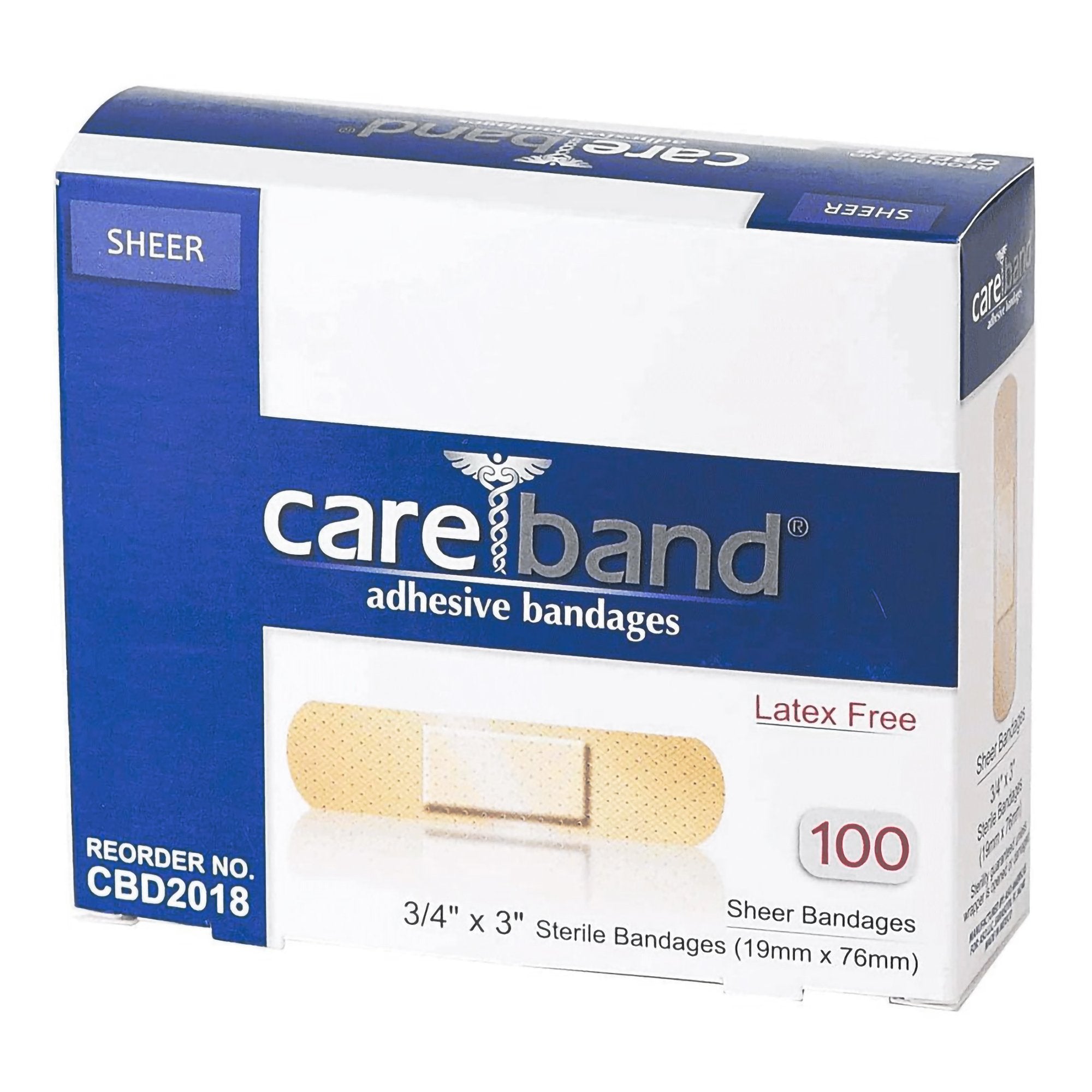 Careband™ Adhesive Strip 3/4 X 3 Inch Plastic Rectangle Sheer Sterile ...