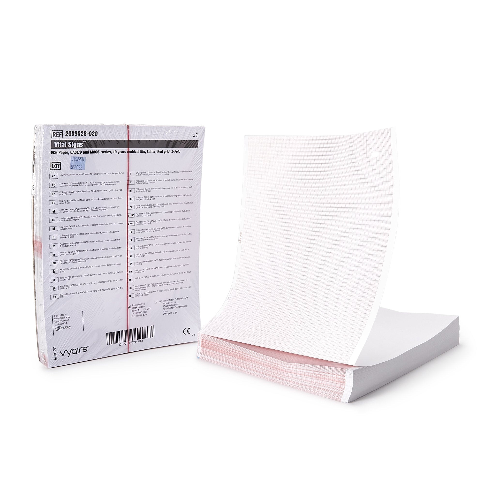 Vital Signs® Recording Chart Paper Z-Fold Red Grid (404450_PK) 300/PK ...