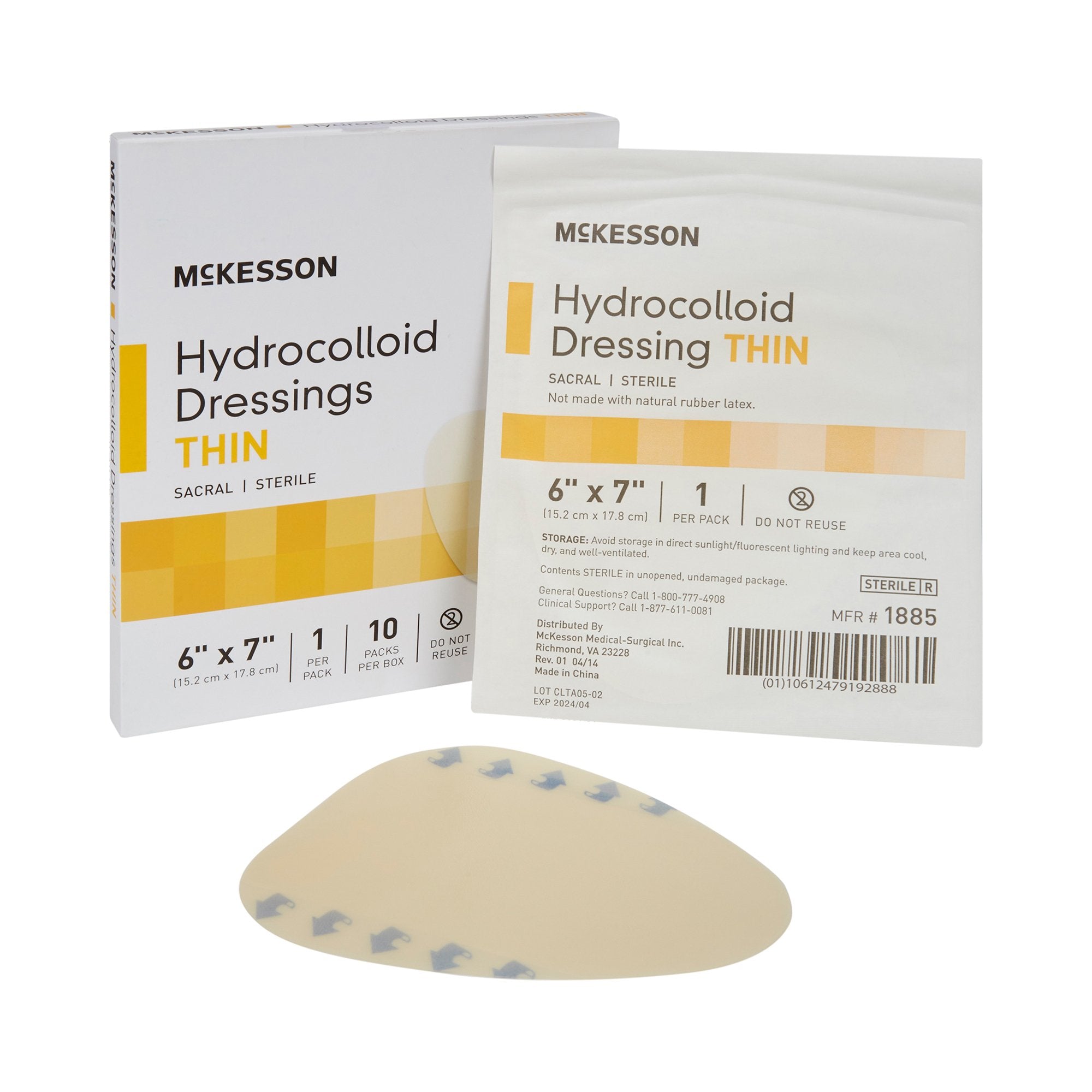 McKesson Thin Hydrocolloid Dressing Film Backing 6 X 7 Inch Sacral Hyd ...