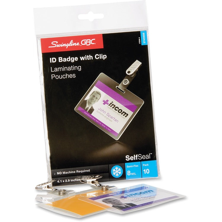 GBC Self-Sealing ID Badge Laminating Pouches (GBC3745686) Pack of 10 ...