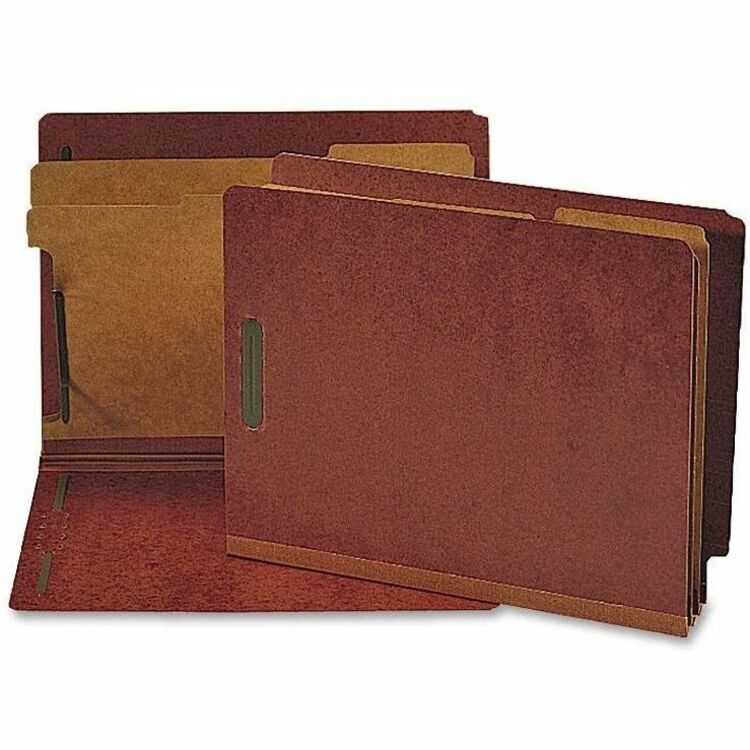 Nature Saver Classification Folder, w/ 2 Dividers, Letter, 10/Box, Red ...