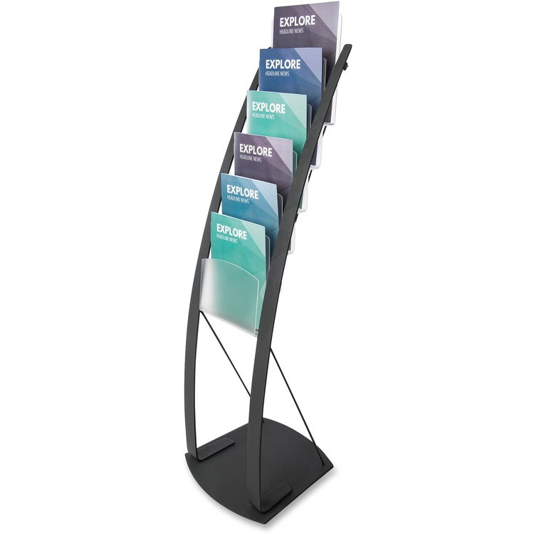 Deflecto Floor Stand, 6 Compartments, 13" x 16-1/2" x 49", Black (DEF6 ...