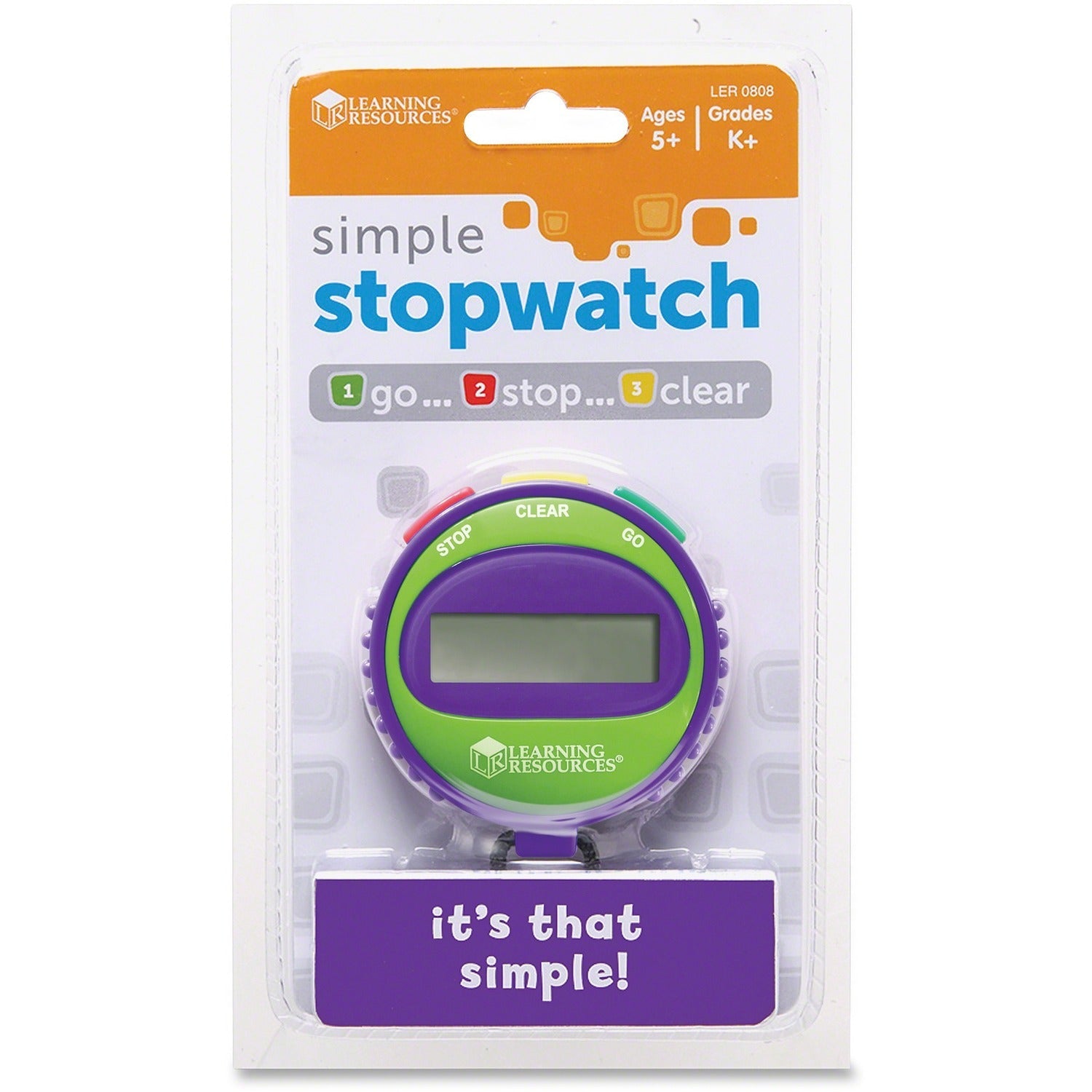 Learning Resources Simple Stopwatch, Ages 5-Up, Multi (LRNLER0808) Eac ...