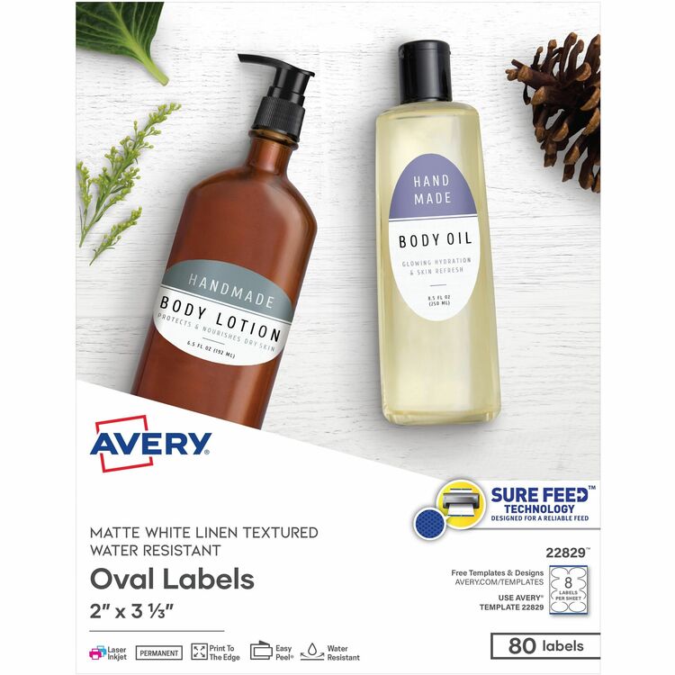 Avery® Oval Easy Peel Labels, 2"x3 1/3", Matte Ivory, 80 per Pack ...