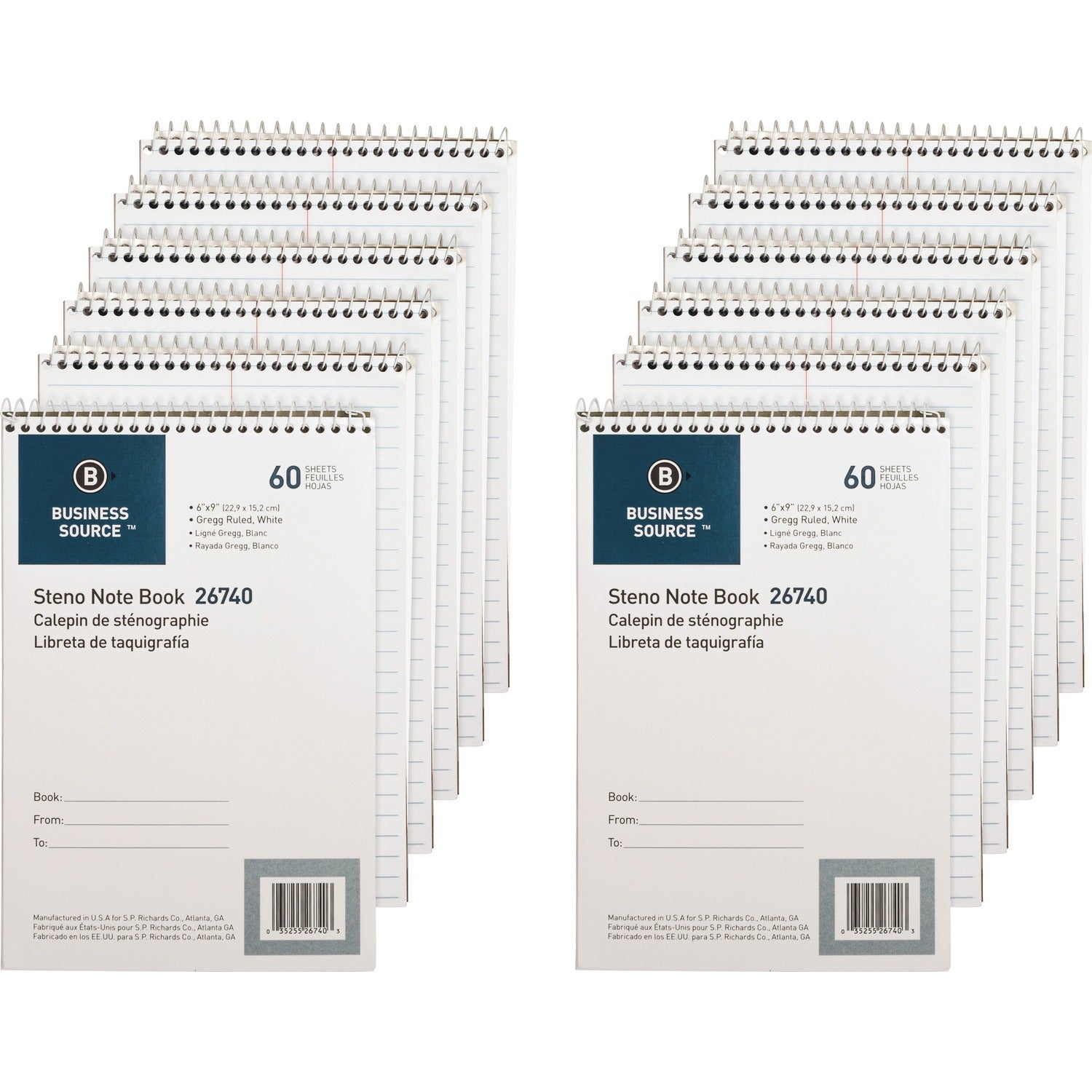 Business Source Steno Notebook, Gregg Ruled, 6"x9", 60 Sheets, 12/PK ...