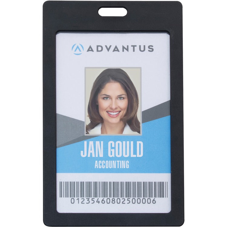 Advantus Badge Holders, Rigid, Vertical, 2" x 3-1/4" Insert, 6/PK, Bla ...