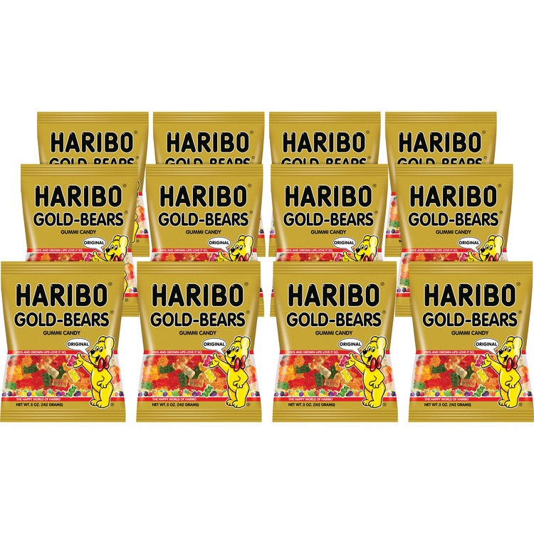 HARIBO Gummi Candy, Gummi Bears, Original Assortment, 5oz Bag, 12/Cart ...