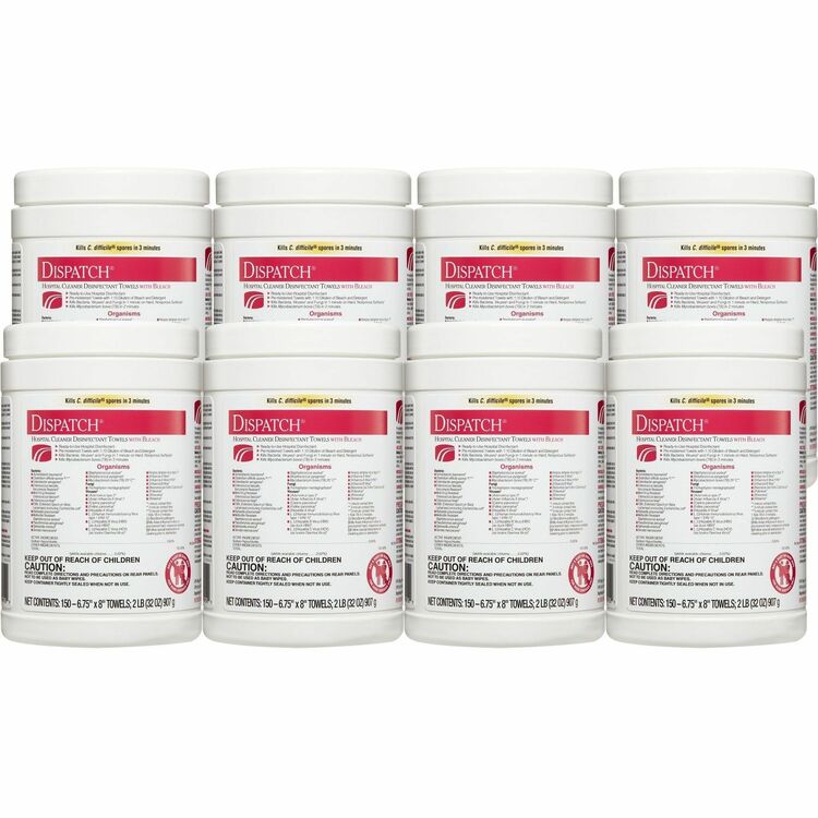 Dispatch Hospital Cleaner Disinfectant Towels with Bleach, Ready-To-Us ...