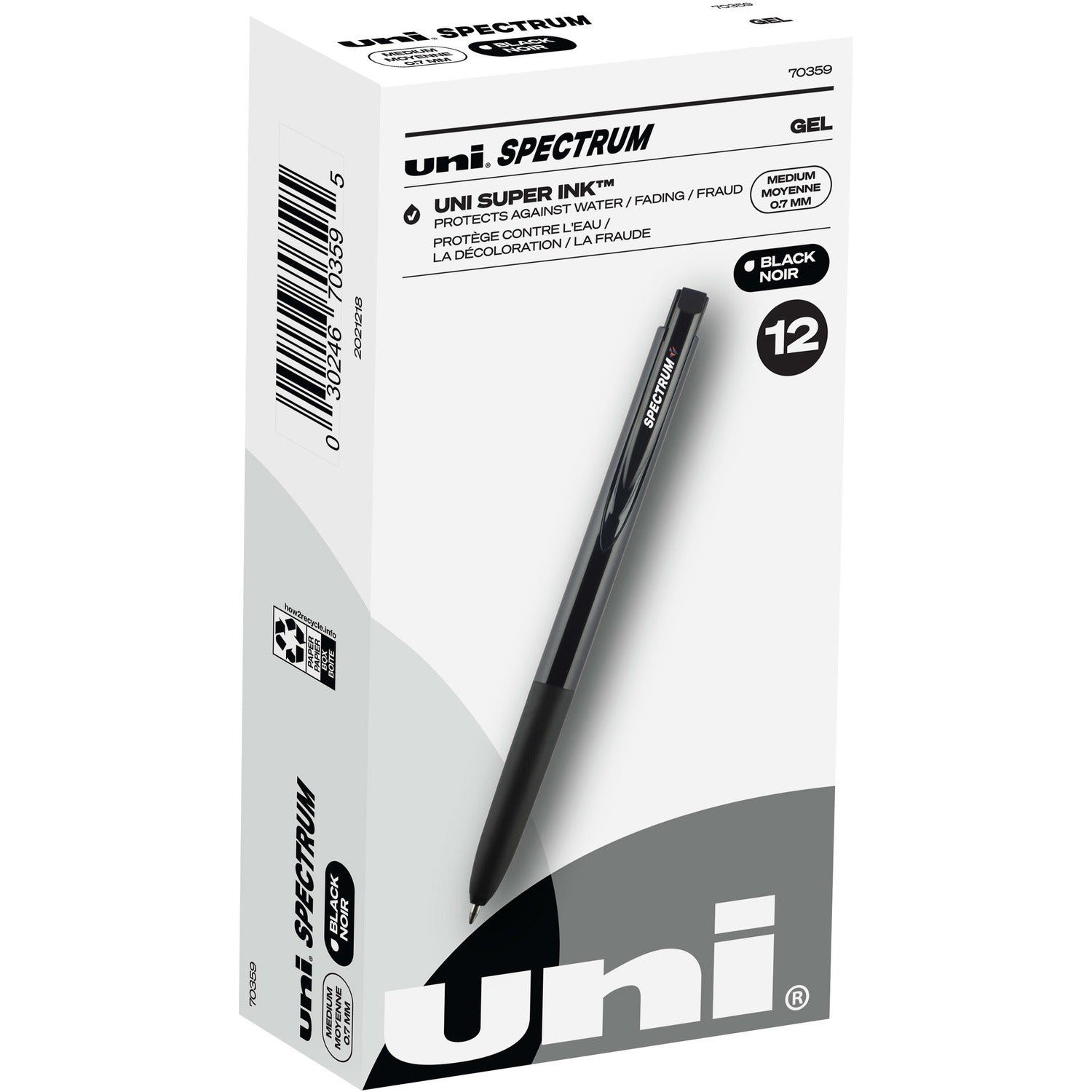 uni® Spectrum Gel Pen - 0.7 mm Pen Point Size - Black Gel-based In ...