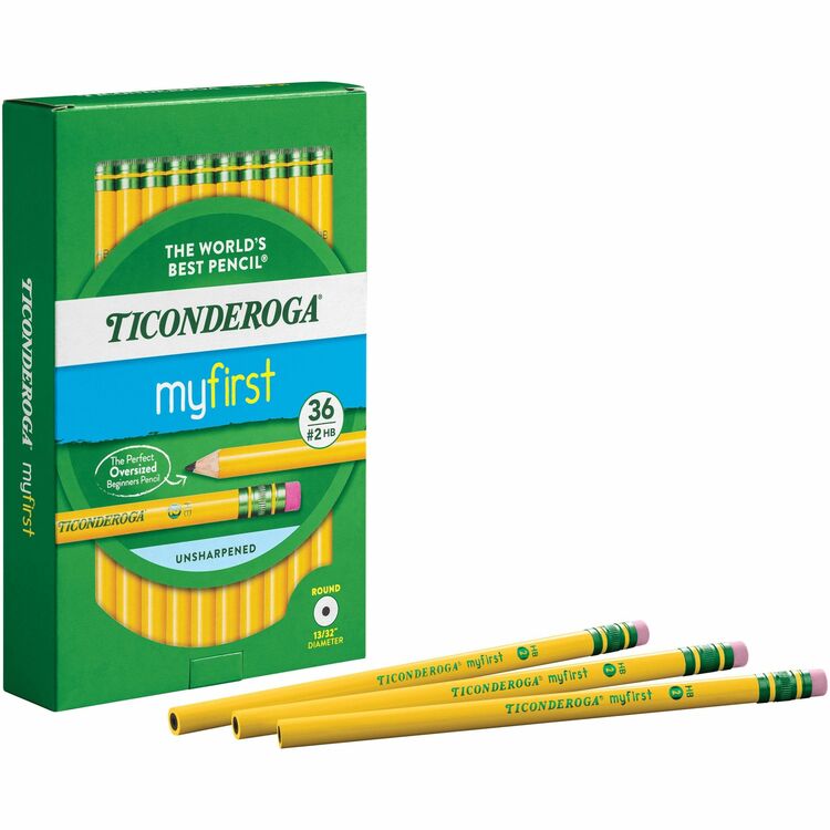 Ticonderoga My First Wood Pencil - #2 Lead - Yellow Wood Barrel - 36 ...