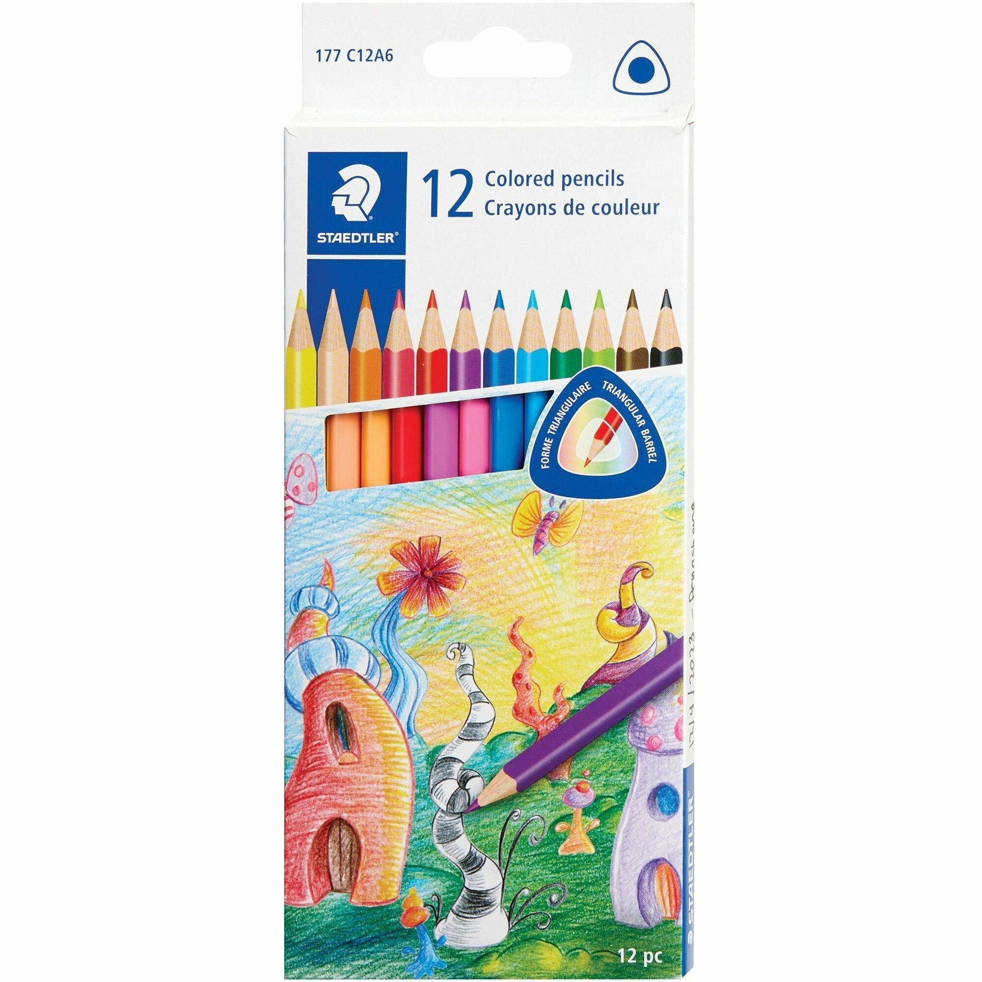 Staedtler Triangular Colored Pencils, 2HB, 12/Pack (STD177C12) Pack of ...