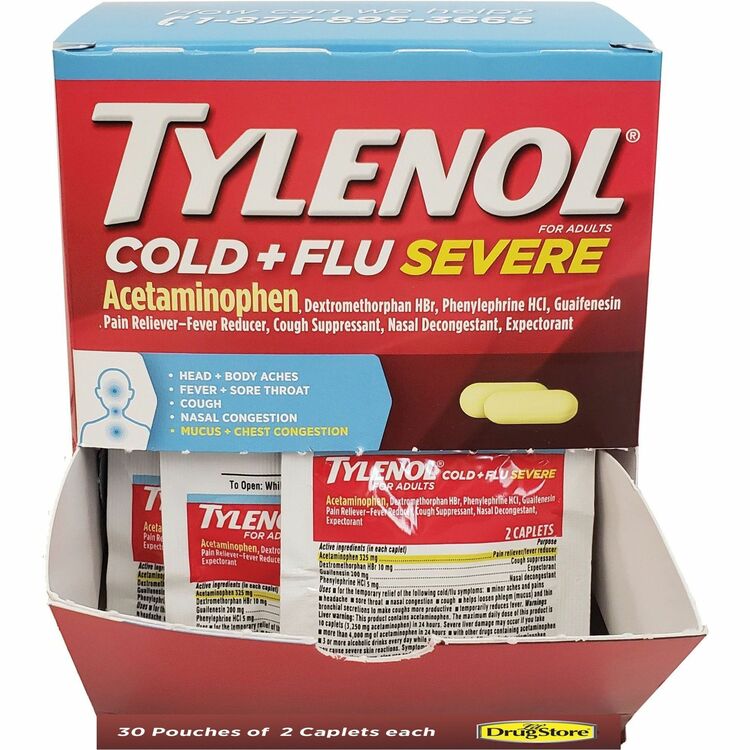 Tylenol Cold & Flu Severe Single-Dose Packets, 30/Box (LIL64568) Box o ...