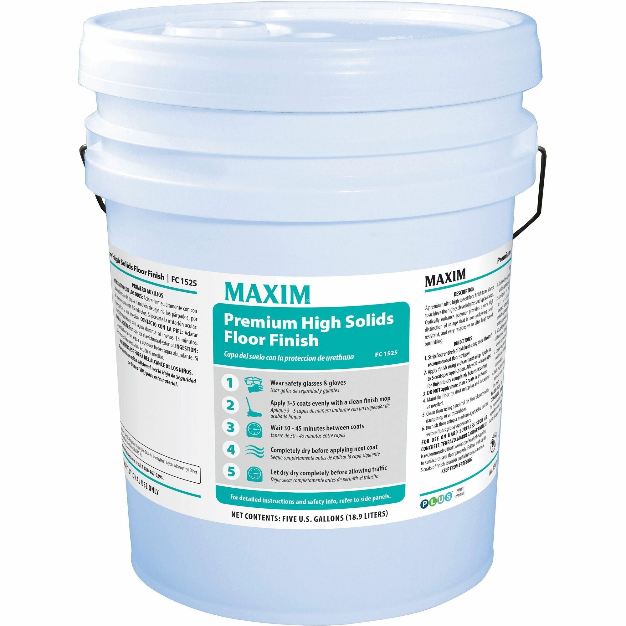 Midlab Premium High Solids Floor Finish, 640 fl oz (20 quart) (MLB1525 ...