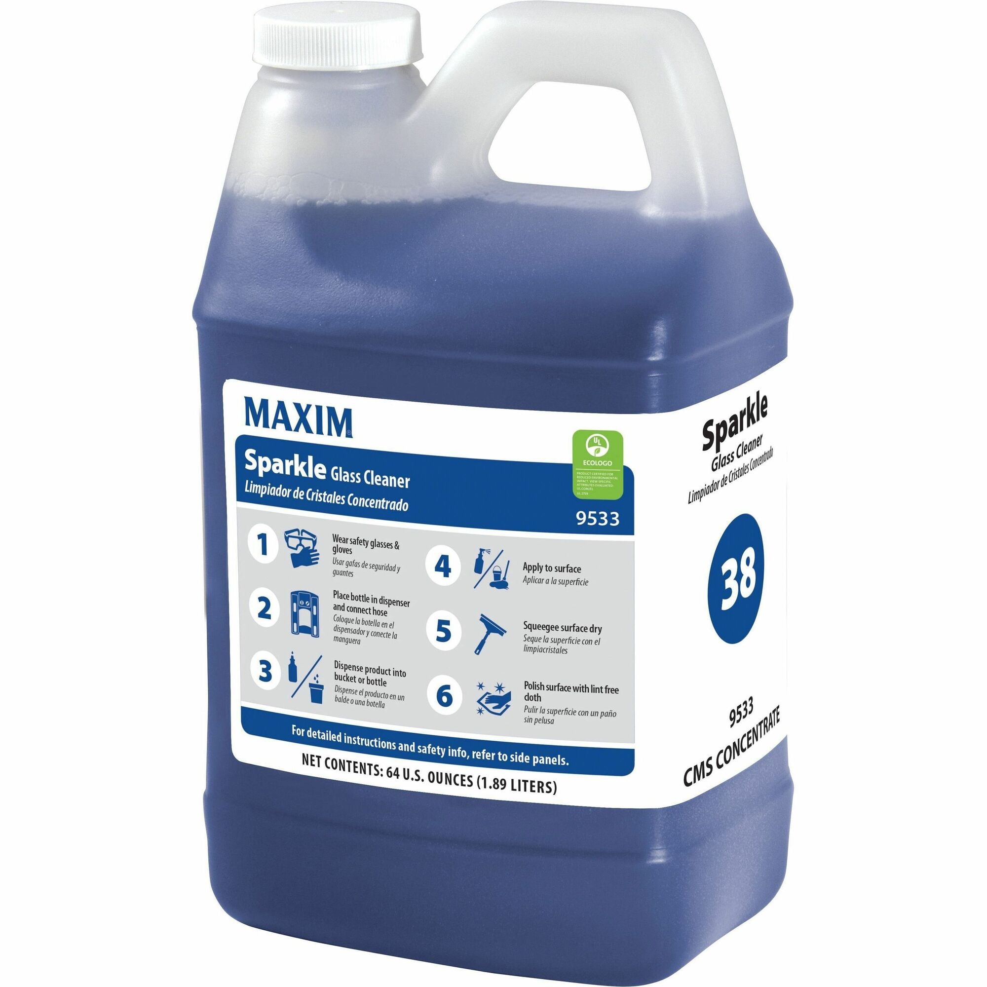 Maxim Sparkle Glass Cleaner, 64 fl oz (2 quart), 4/Carton (MLB95330065 ...