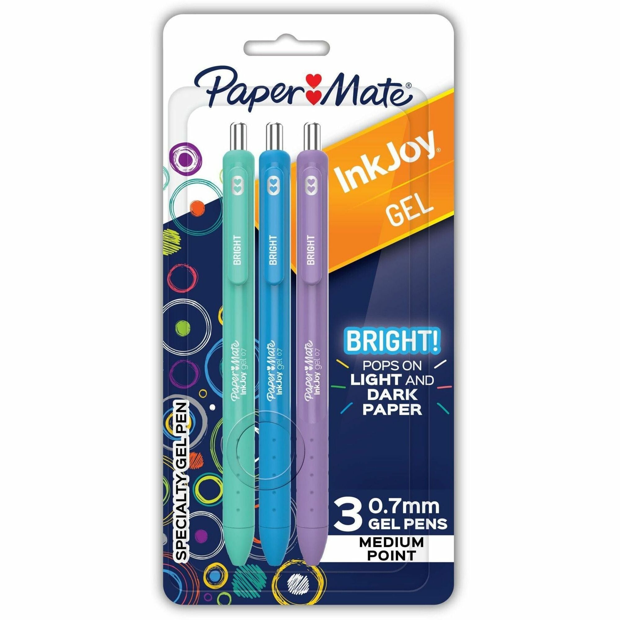 Paper Mate InkJoy Gel Pens, 0.7 mm Pen Point, Assorted Ink, Bright, 3 ...