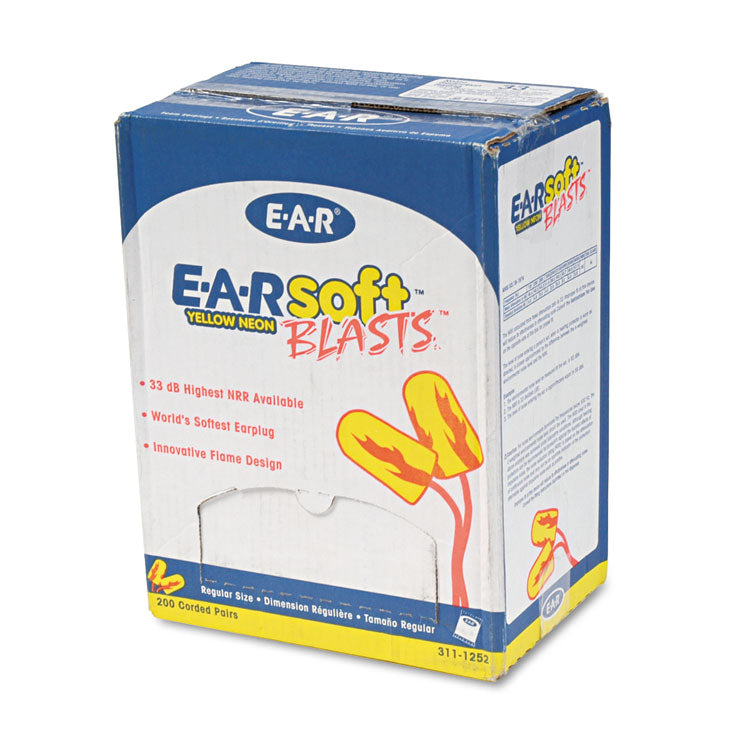 3M™ MMM3111252 E-A-Rsoft Blasts Earplugs, Corded, Foam, Yellow Neon ...