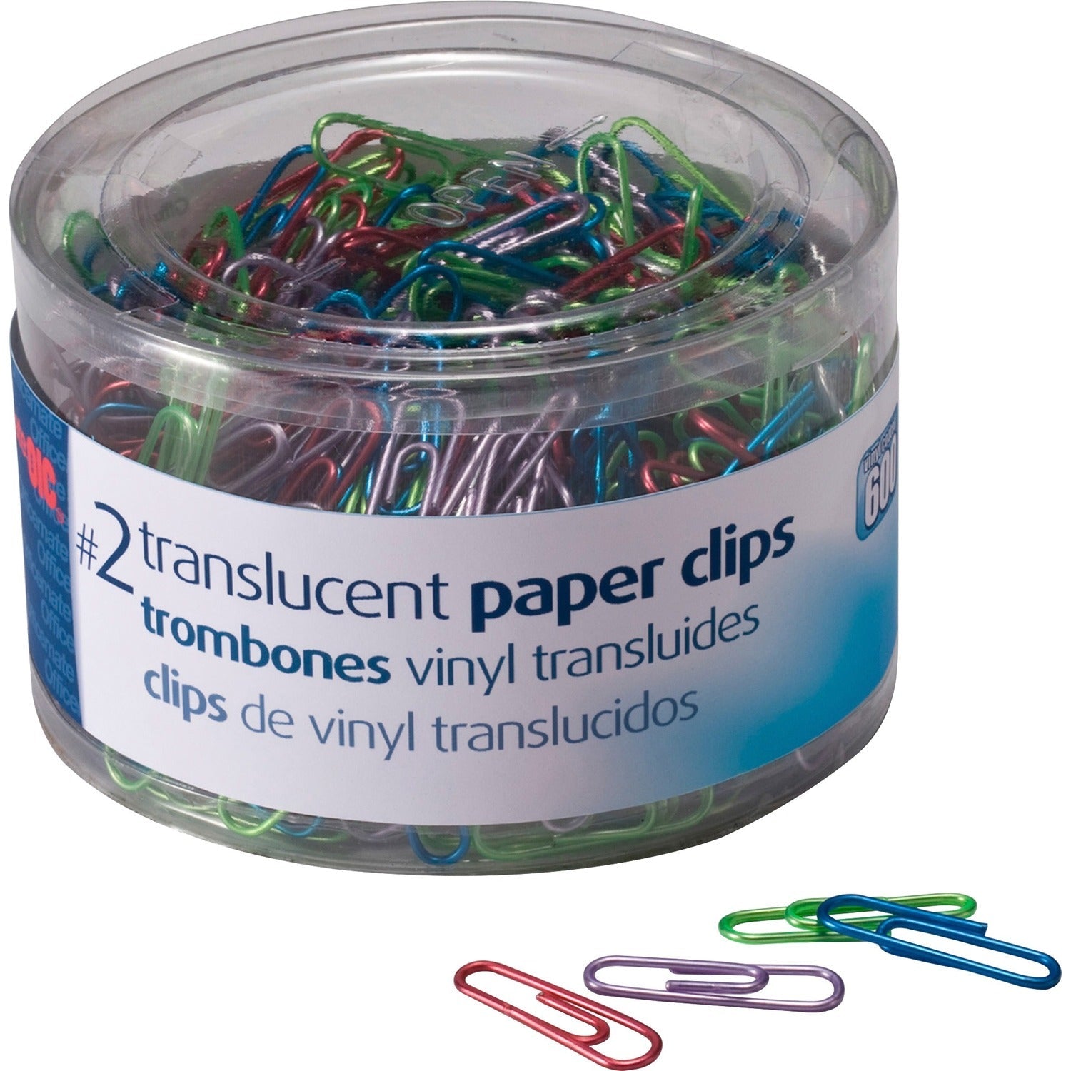 Officemate Small Translucent Vinyl Paper Clips, 600/Tub (OIC97211) Box ...