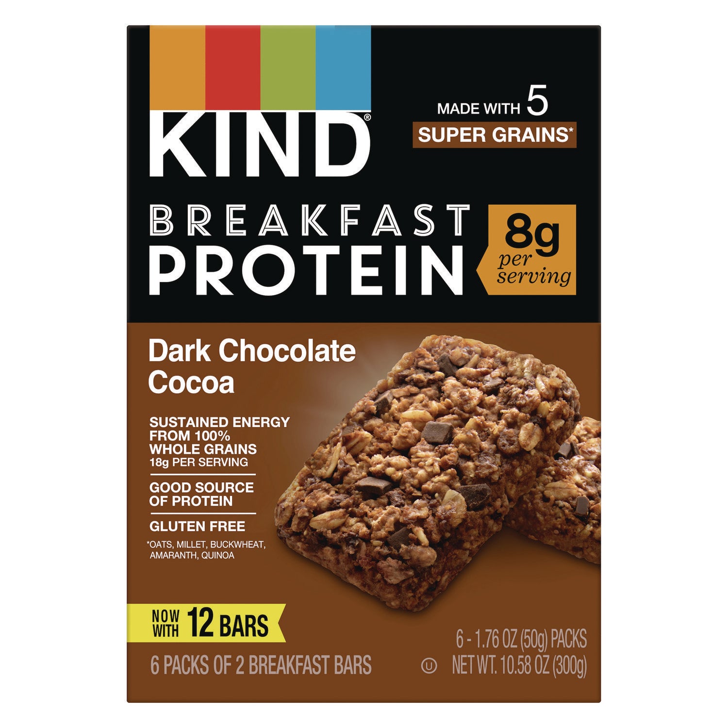 KIND Breakfast Protein Bars, Dark Chocolate Cocoa, 1.76 oz Two-Bar Pac ...