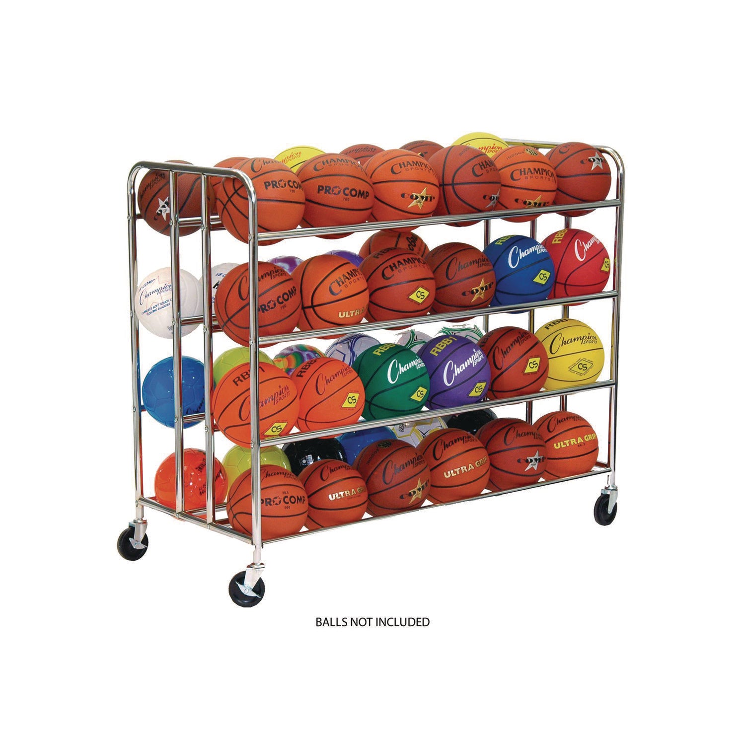 Champion Sports 48 Ball Double Wide Ball Cart, Metal, 176 lb Capacity ...