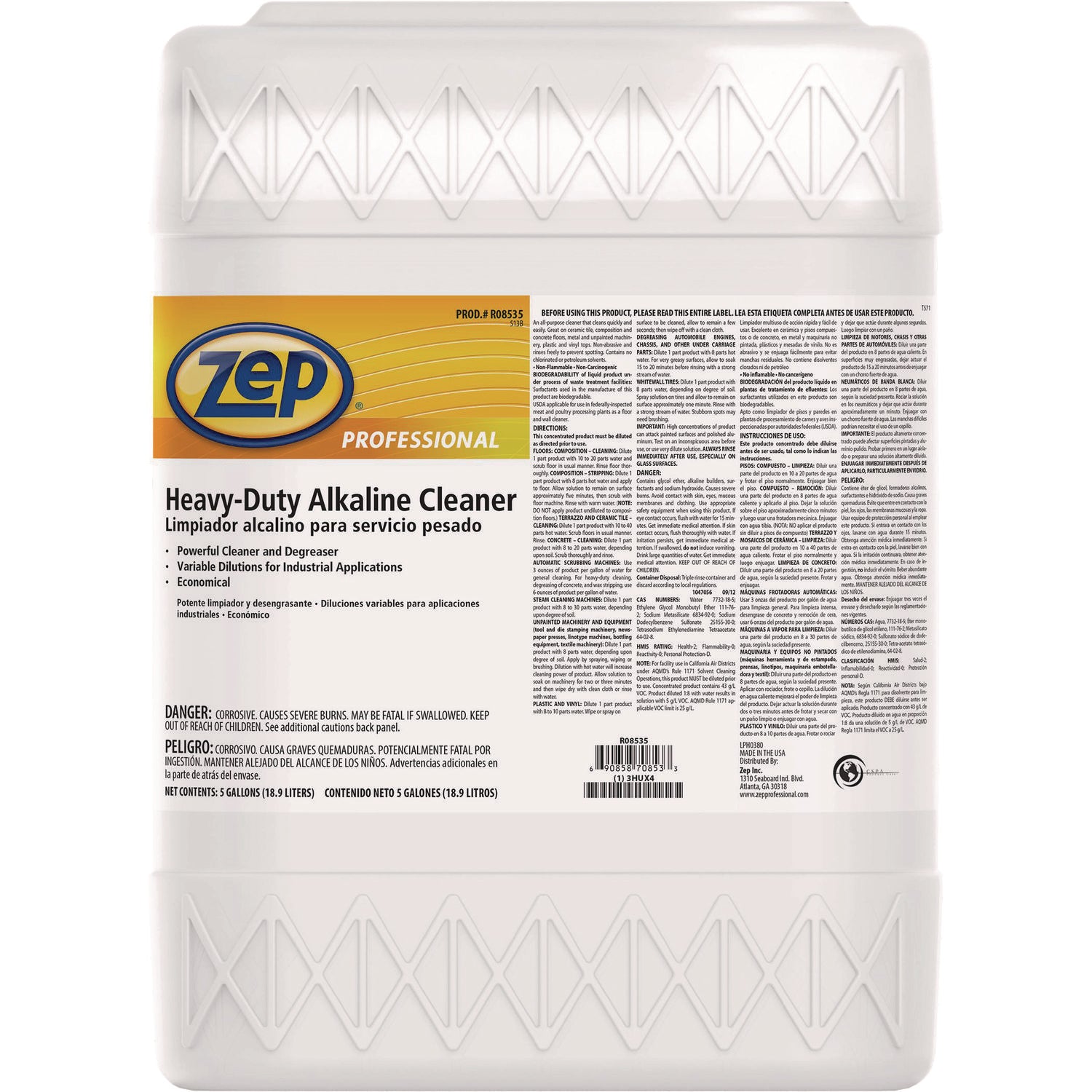 Zep Professional® Heavy Duty Alkaline Cleaner, 5 gal Pail (ZPER08535 ...