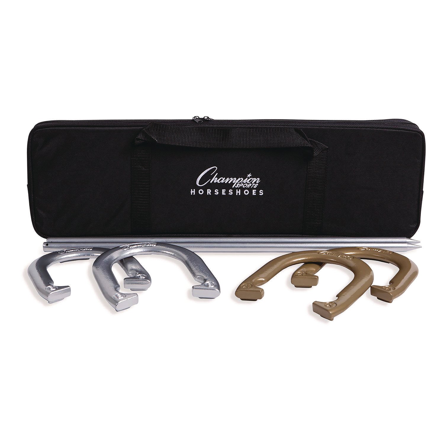 Champion Sports Deluxe Horseshoe Tournament Set, 4 Horseshoes/2 Stakes ...