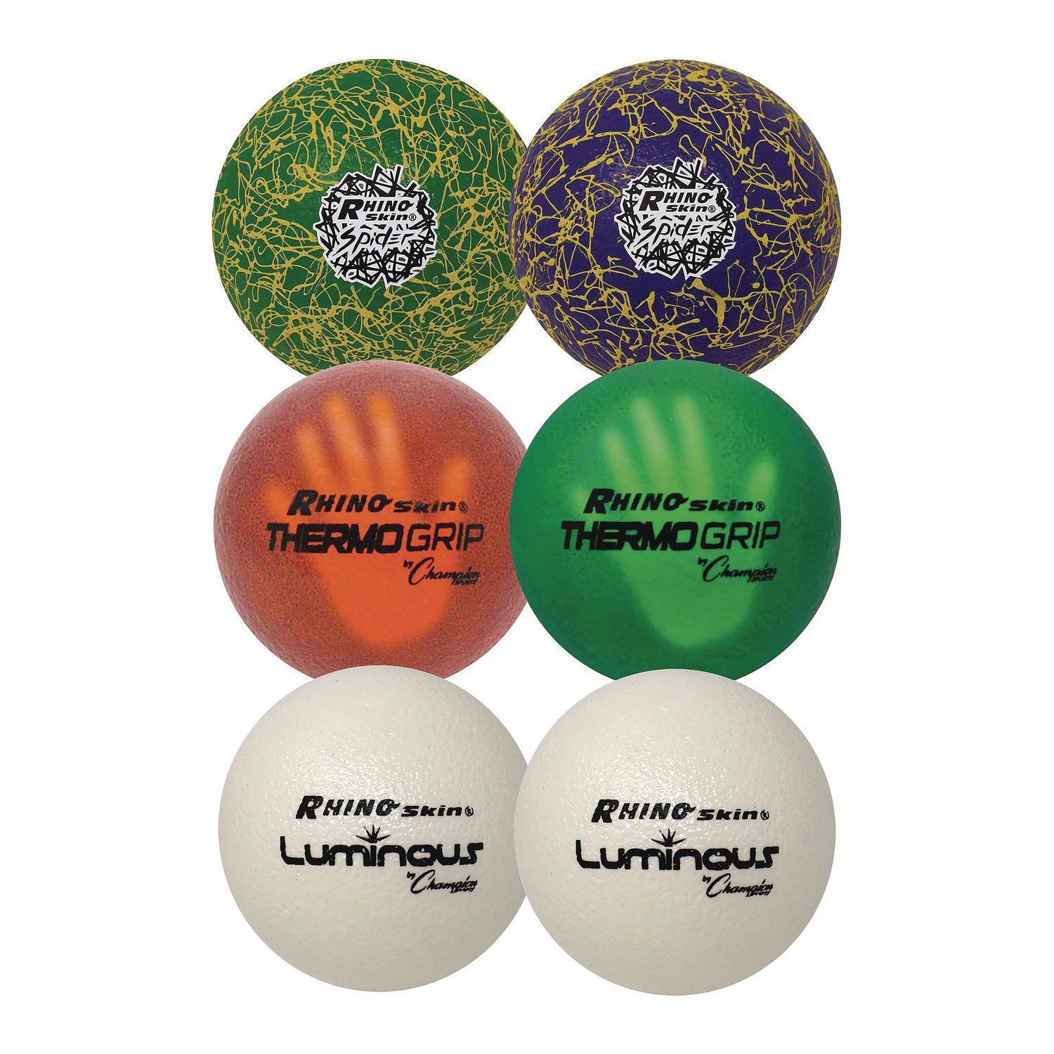 Champion Sports Rhino Skin Variety Dodgeball Set, 6.3" Diameter, Lumin ...