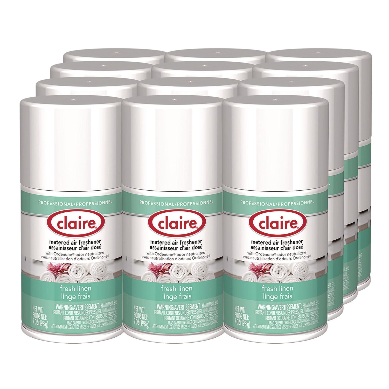 Claire Metered Air Freshener, Fresh Linen, 11 oz Aerosol Spray, 12/Car ...