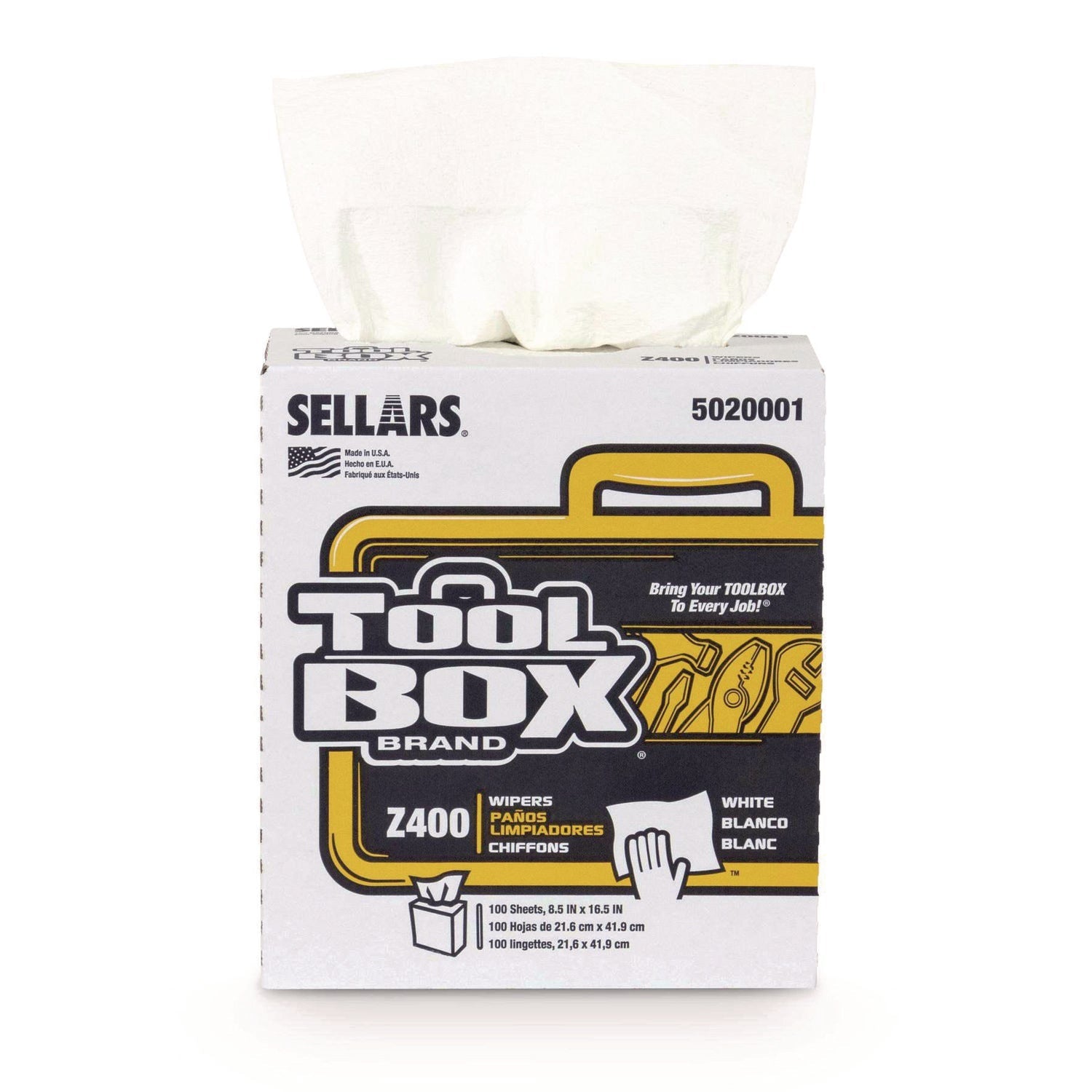TOOLBOX® Z400 Interfold Pop-Up Wipers, 1-Ply, 8.5 x 16.5, White, 8/Car ...