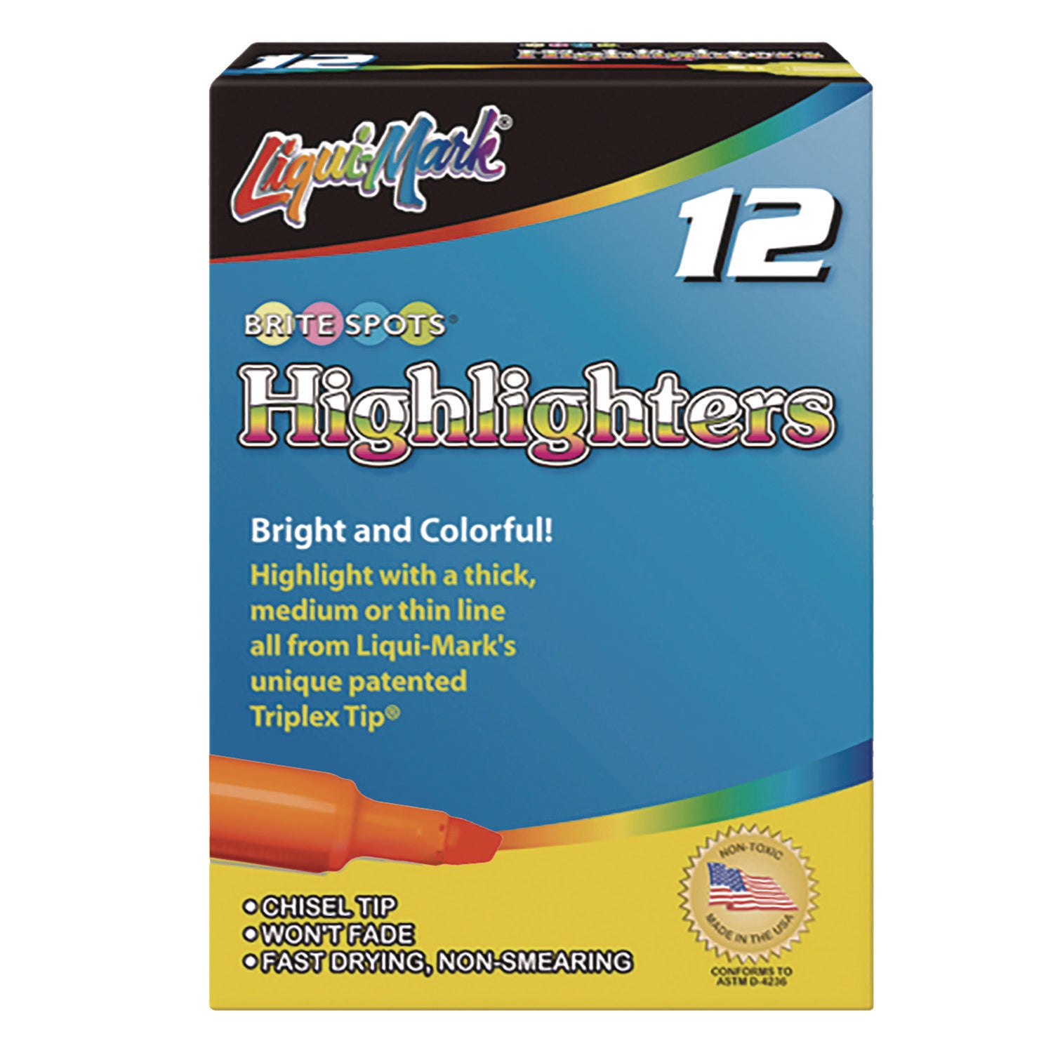 Liqui-Mark® Tank Fluorescent Highlighter, Orange Ink, Chisel Tip, Oran ...