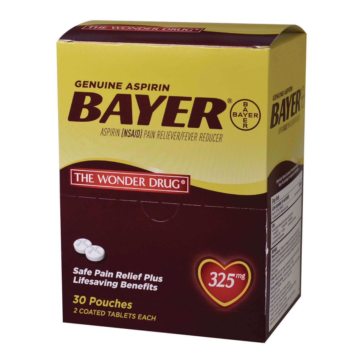 Bayer® Genuine Buffered Aspirin (NSAID) Tablet, 2 Tablets/Packet, 30 P ...