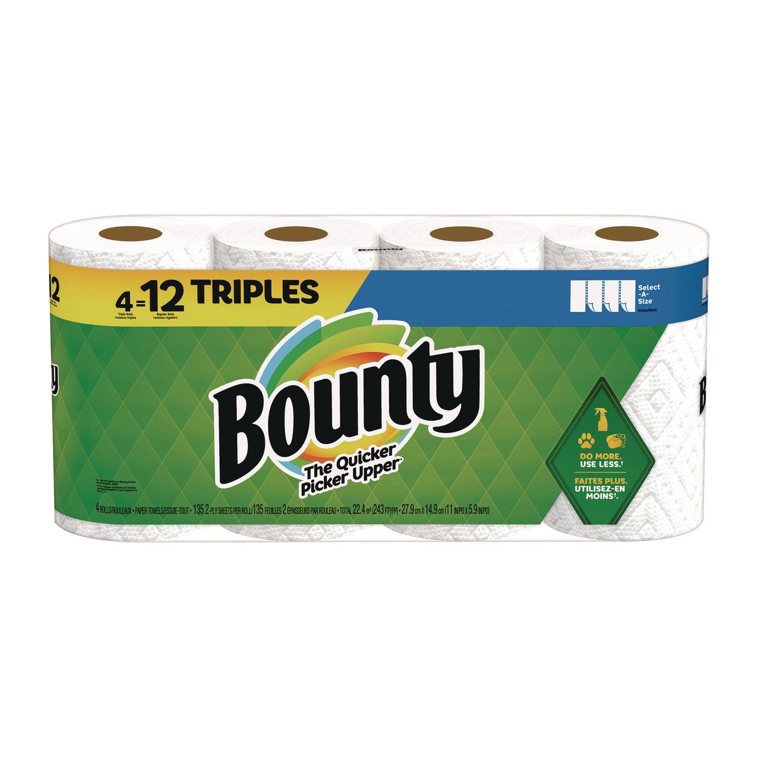 Bounty® Select-a-Size Kitchen Roll Paper Towels, 2-Ply, 11 x 5.9, Whit ...