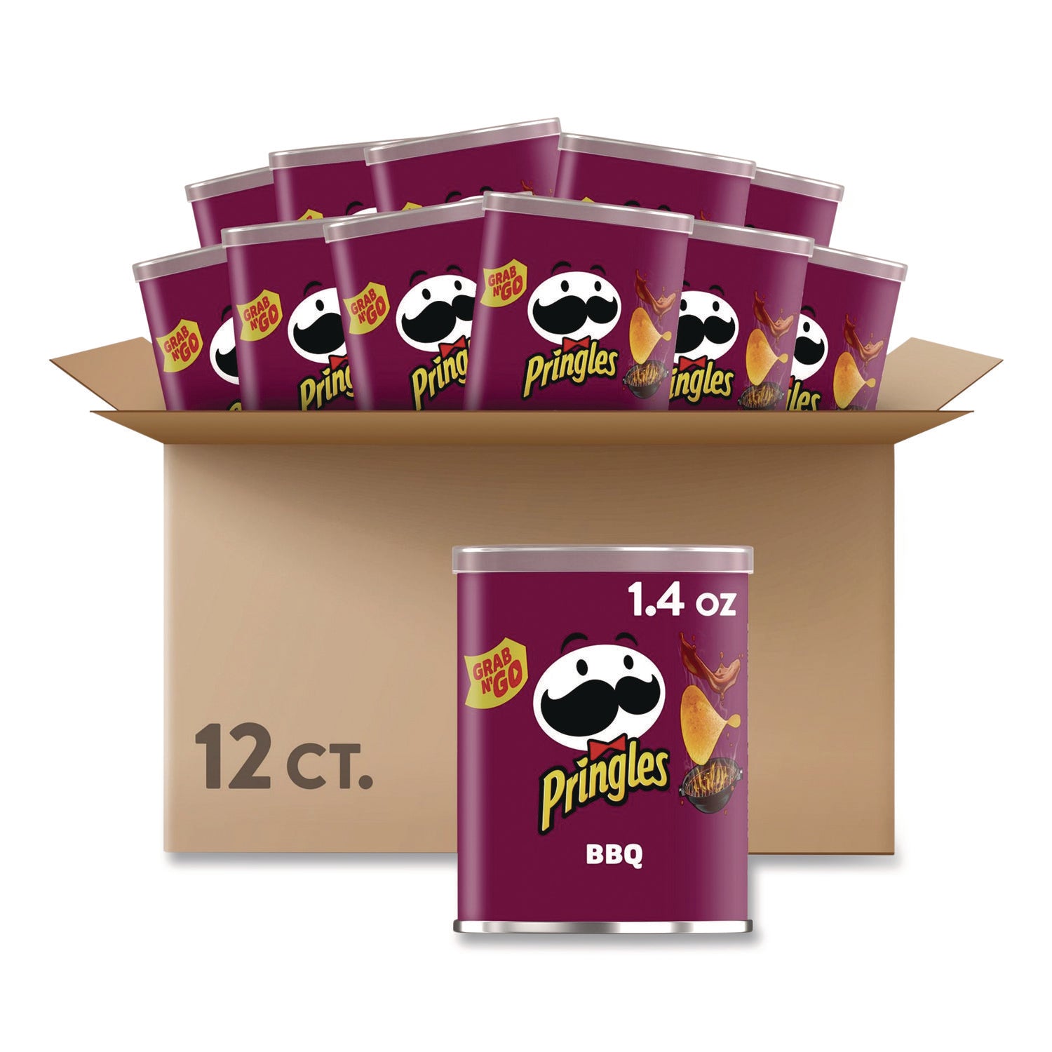 Pringles® Grab and Go BBQ Crisps, 1.4 oz Can, 12/Carton (PRGKEE18372 ...