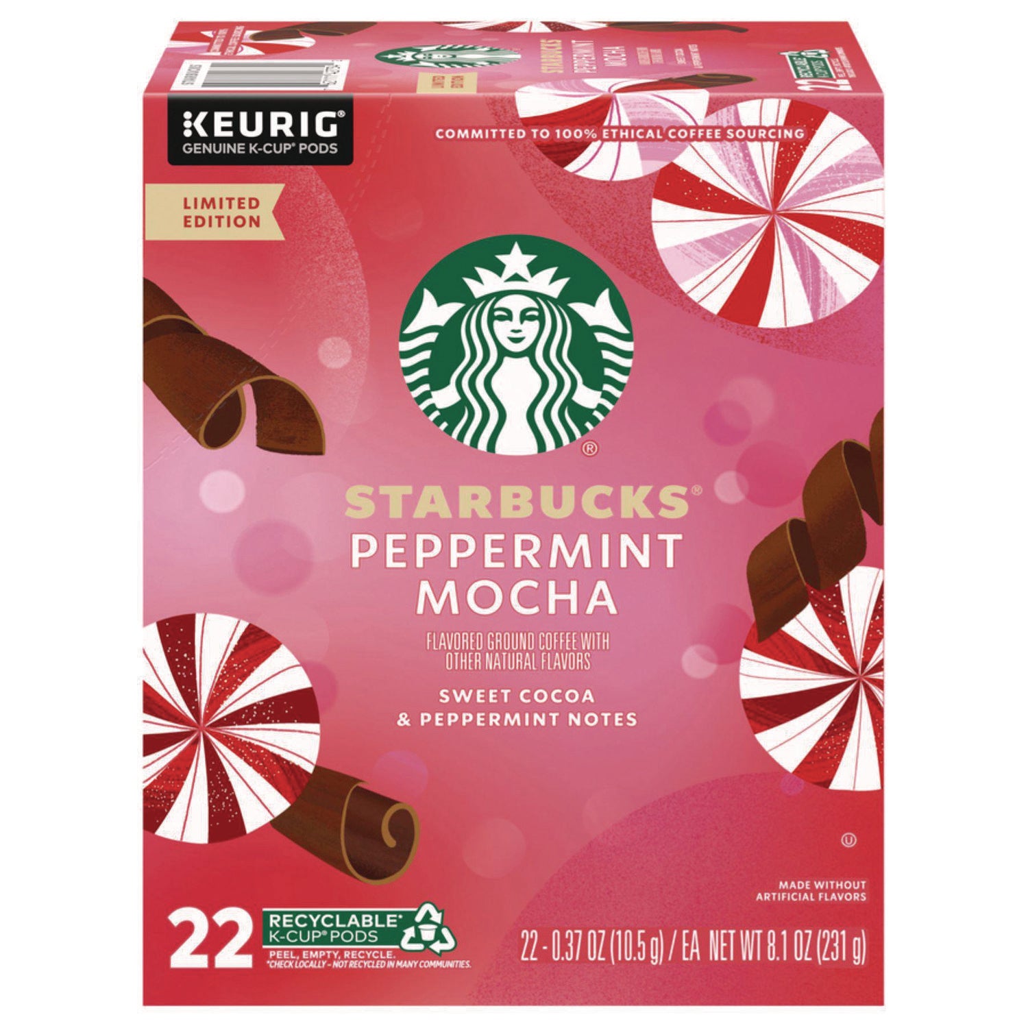 Starbucks® Peppermint Mocha K-Cup, 22/Box, 4/Carton (SBK12437832CT) Ca ...