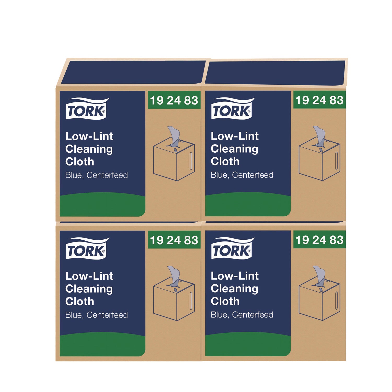 Tork® Low-Lint Cleaning Cloths, 1-Ply, 15 x 15, Blue, 240 Sheets, 4 Bo ...