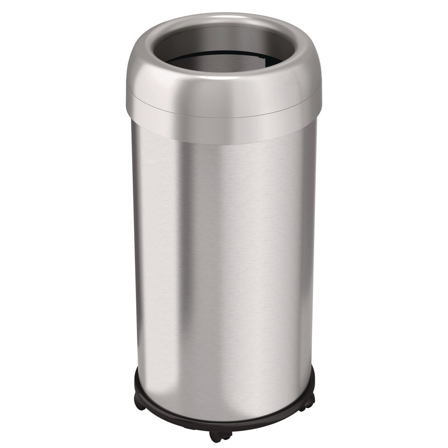 HLS Commercial® Open Top Trash Can with Wheels, Round, 16 gal, Plastic ...