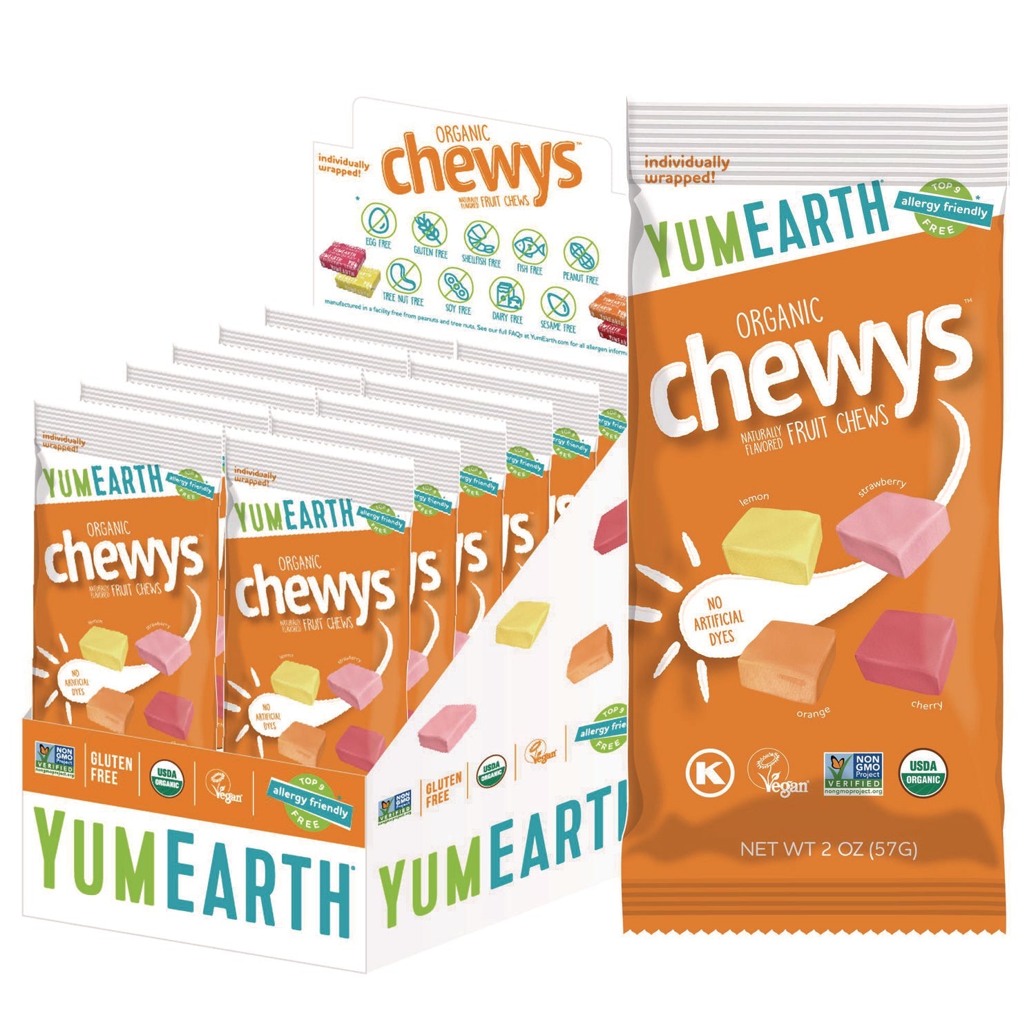 YumEarth Organic Chewys, Assorted Flavors, 2 oz Bag, 12/Carton (GRR220 ...