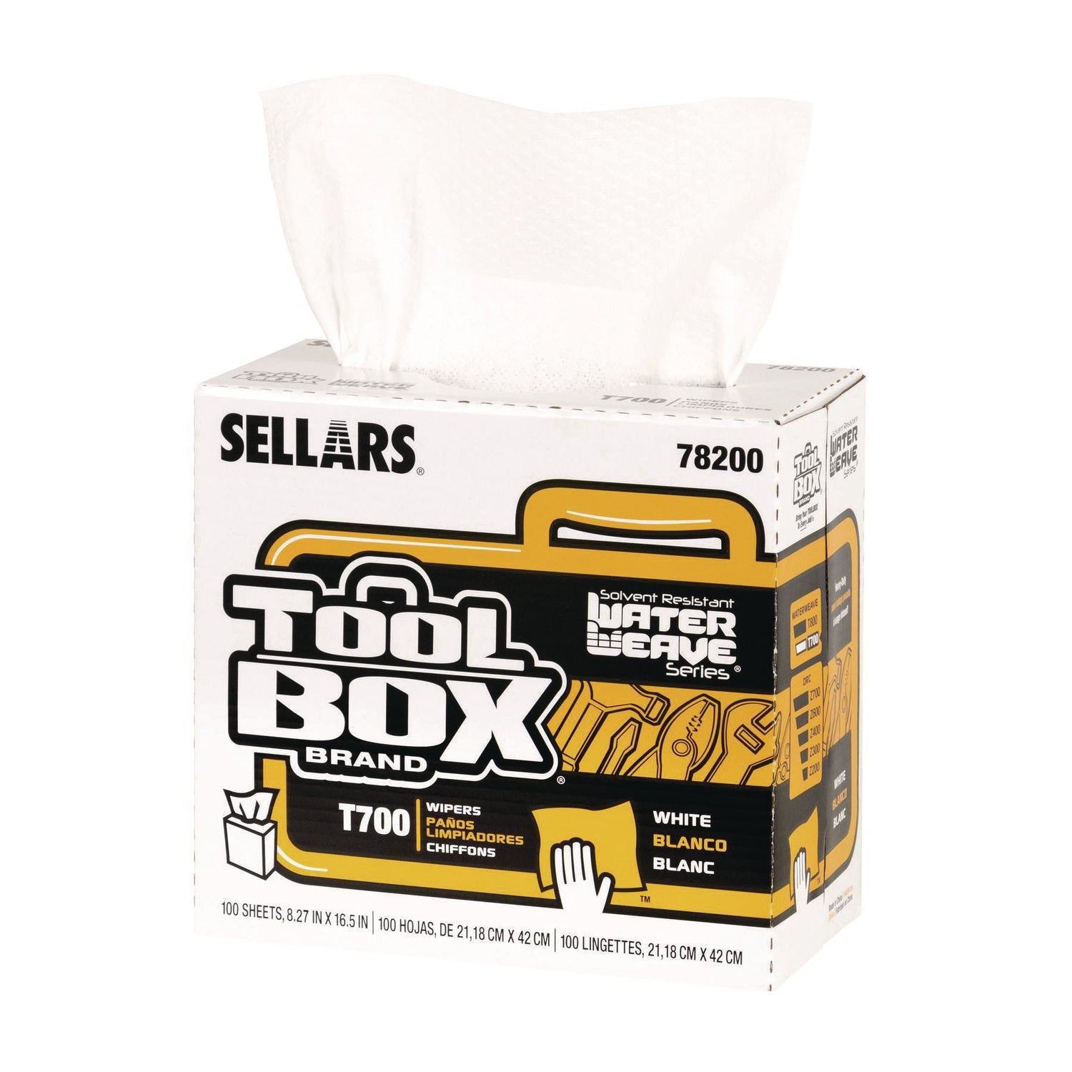Sellars® TOOLBOX WaterWeave T700 Wipers, 1-Ply, 8.27 x 16.5, White, 10 ...