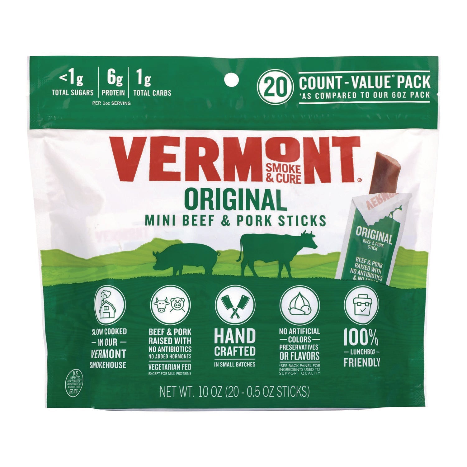 Vermont Smoke and Cure® Original Flavor Mini Snack Sticks, Beef, 0.5 o ...