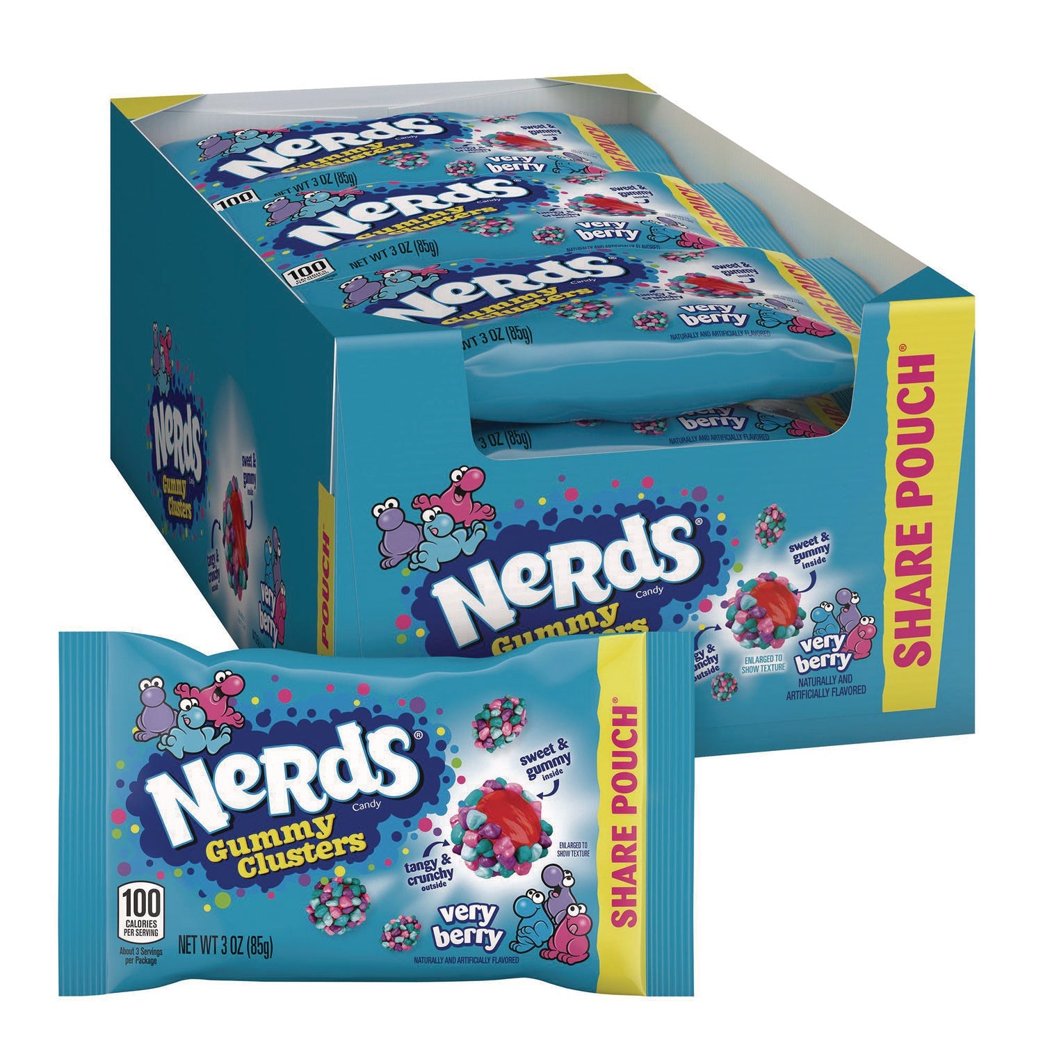 NERDS® Very Berry Clusters Share Pack, Berry, 3 oz Packet, 12/Carton ...