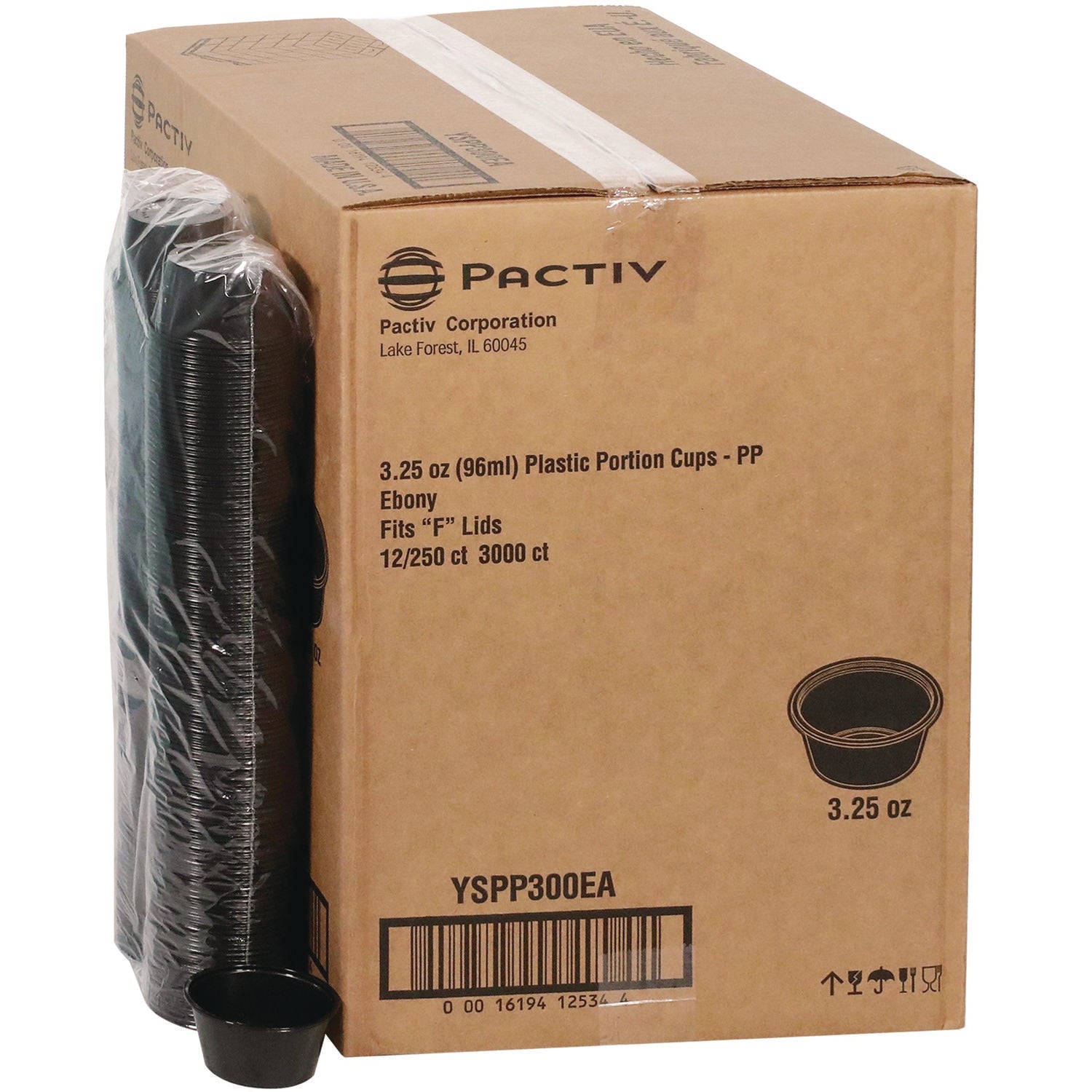 Pactiv Evergreen Plastic Portion Cup, 3.25 oz, Black, 3,000/Carton (PC ...