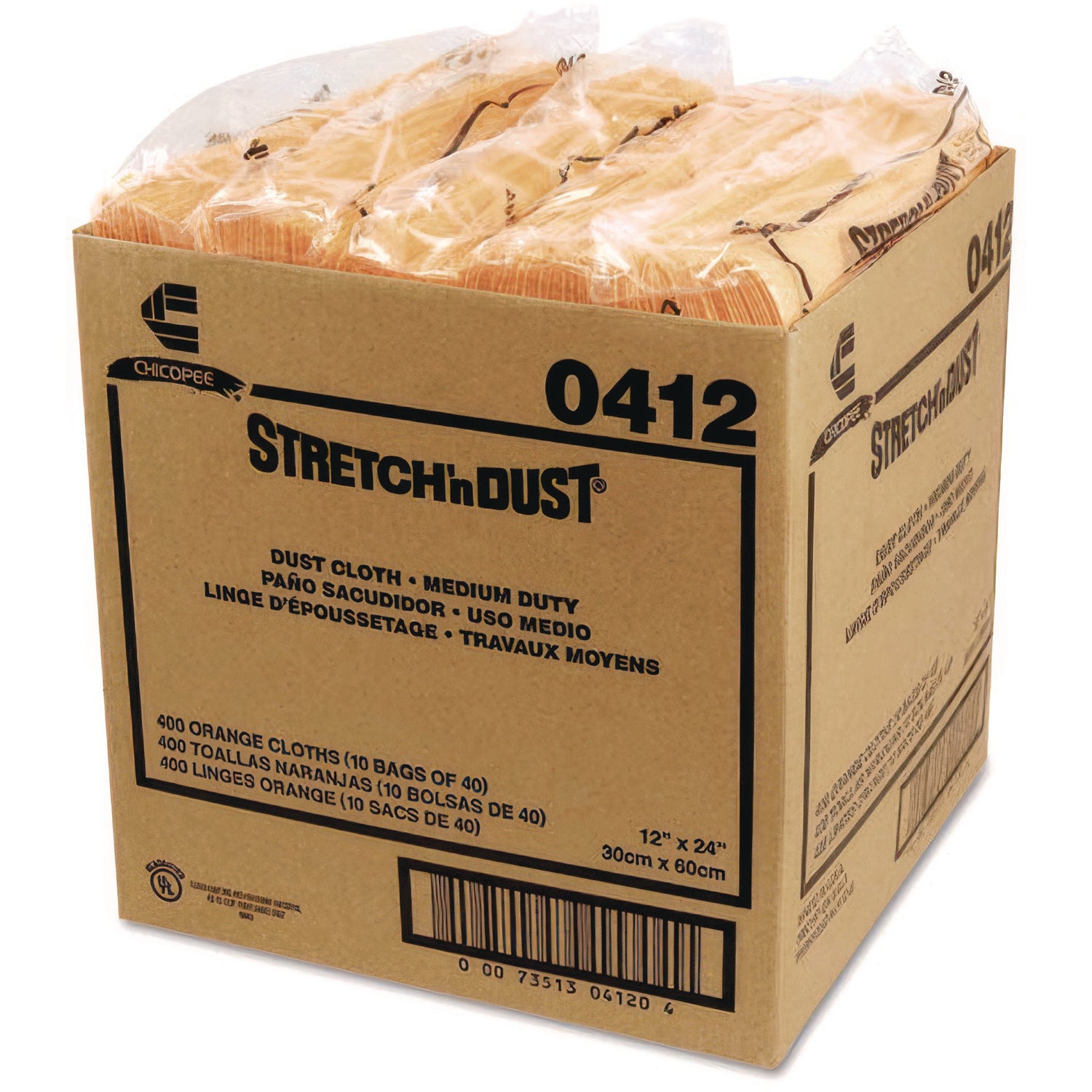 Chicopee® Stretch 'n Dust Cloths, 24" x 12", Yellow/Orange, 40/Pack (C ...