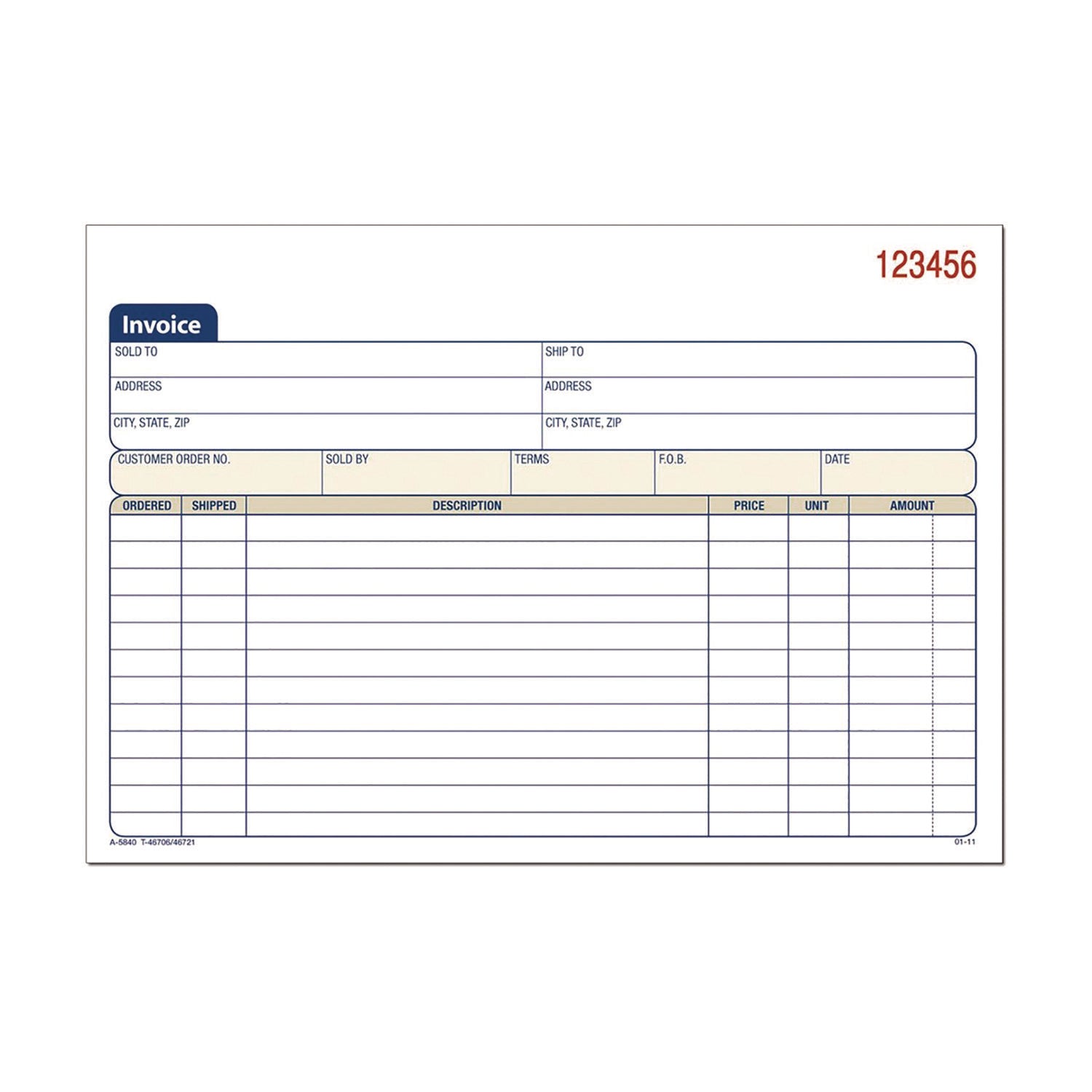 Adams Business Forms Multipart General-Purpose Invoice Pad, Three-Part ...