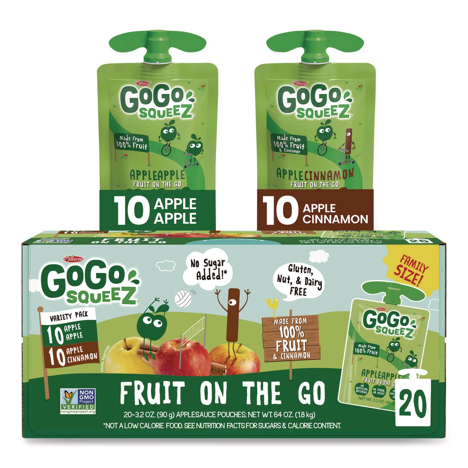 GoGo Squeez® Fruit on the Go, (10) Apple/(10) Apple Cinnamon, 3.2 oz P ...