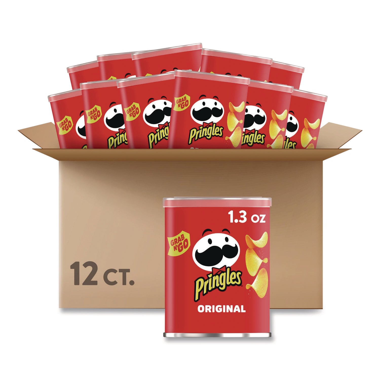 Pringles® Potato Chips, Original, 1.3 oz Can, 12/Box (PRGKEE84557) Box ...