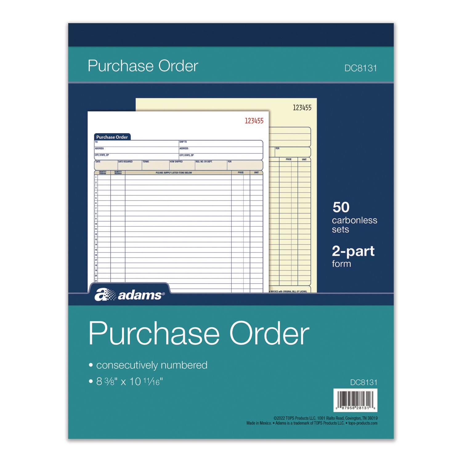 Adams Business Forms Multipart Purchase Order Pad, Two-Part Carbonless ...