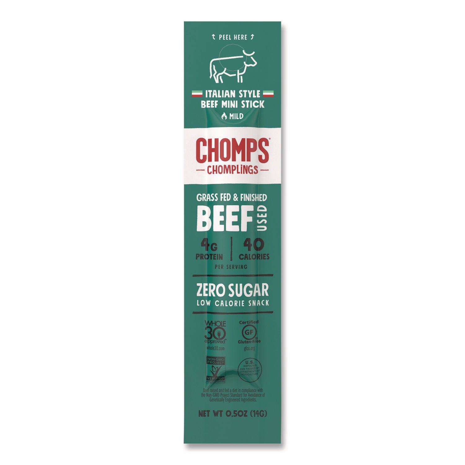 Chomps Chomplings Italian Style Beef Meat Stick, 0.5 oz Individually W ...