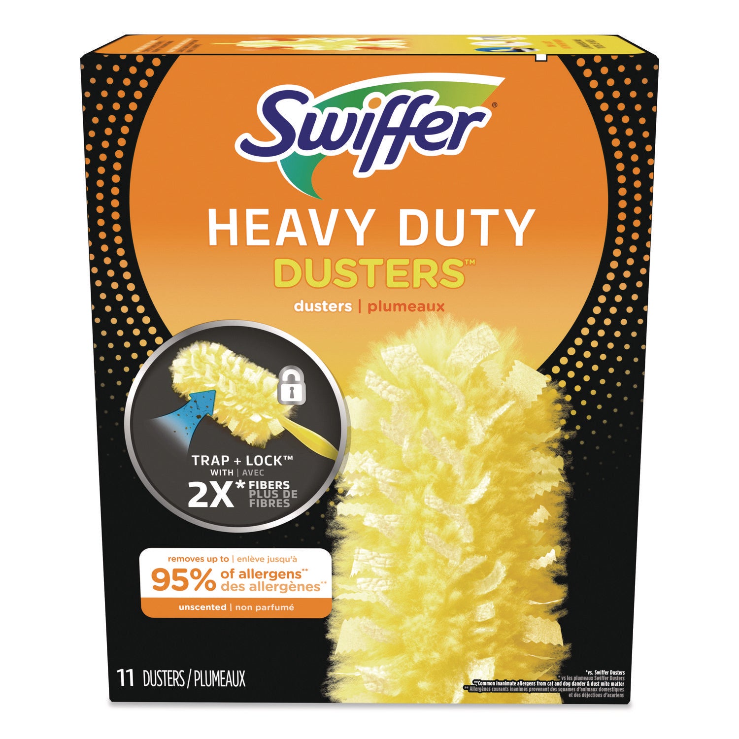 Swiffer Heavy Duty Dusters Refill, Trap + Lock Fiber, Yellow, 11/Box ...