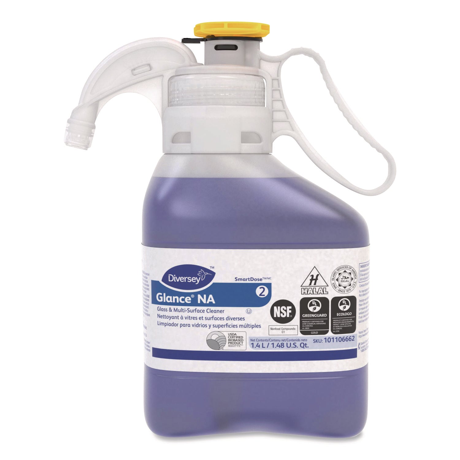 Diversey™ Glance NA Glass and Multi-Surface Cleaner SC, 1.4 L, SmartDo ...